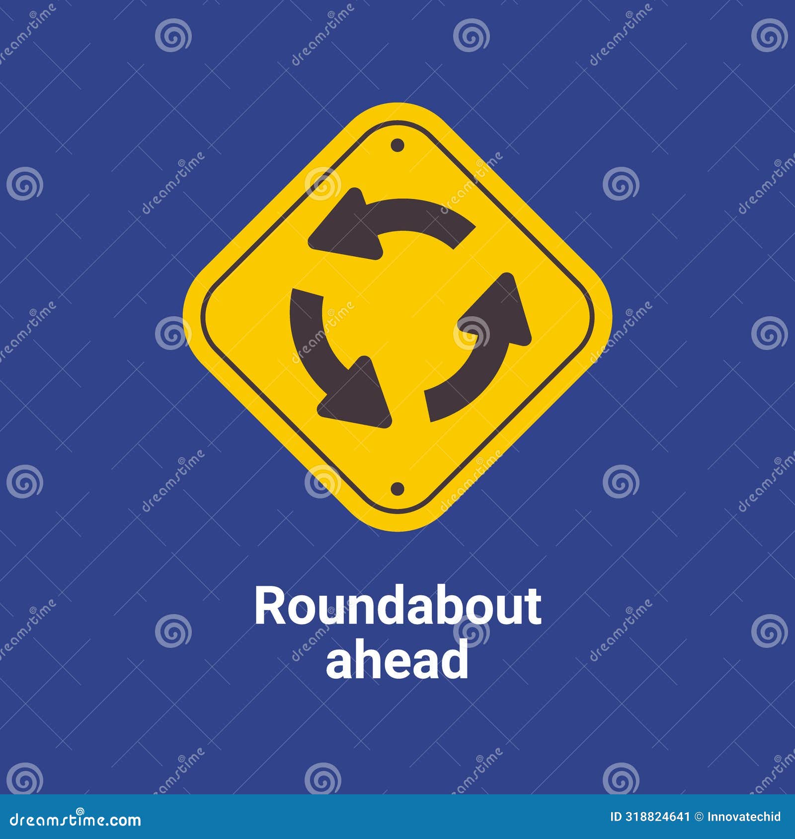 Warning Traffic Signs, Roundabout Ahead Stock Vector - Illustration of ...