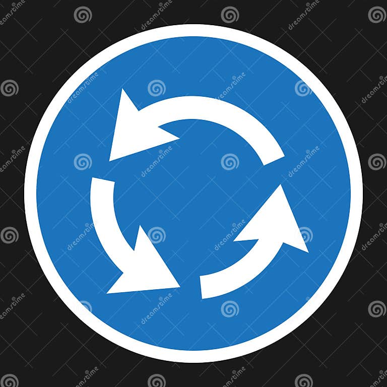 Roundabout Circulation Sign Flat Icon Stock Vector - Illustration of ...