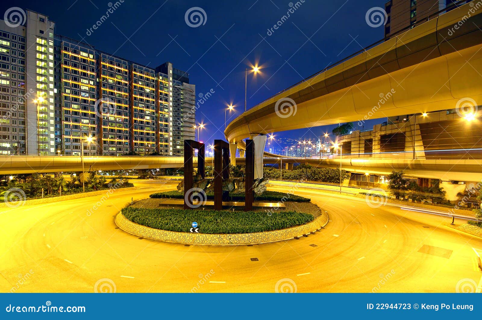 Roundabout in City at Night Stock Image - Image of beautiful, dark ...
