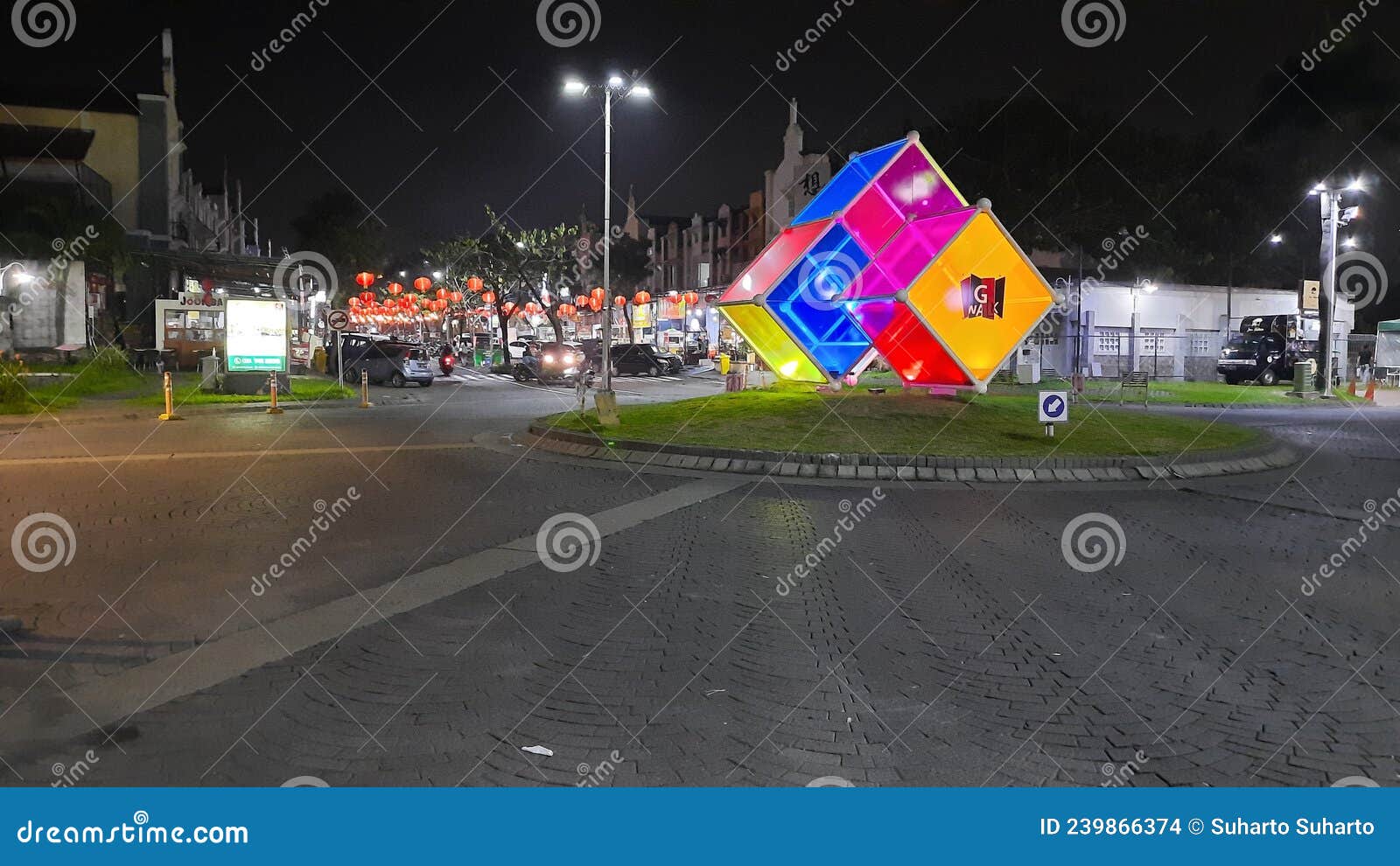 The Roundabout at G Walk Surabaya at Night 1 Editorial Stock Image ...