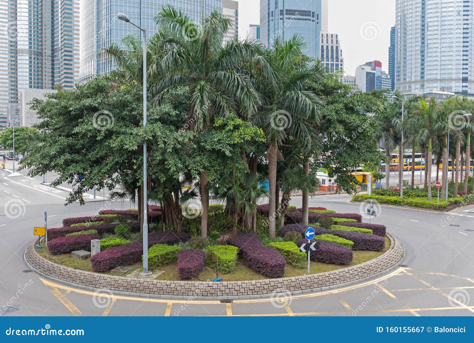 Roundabout Hong Kong stock image. Image of street, palms - 160155667