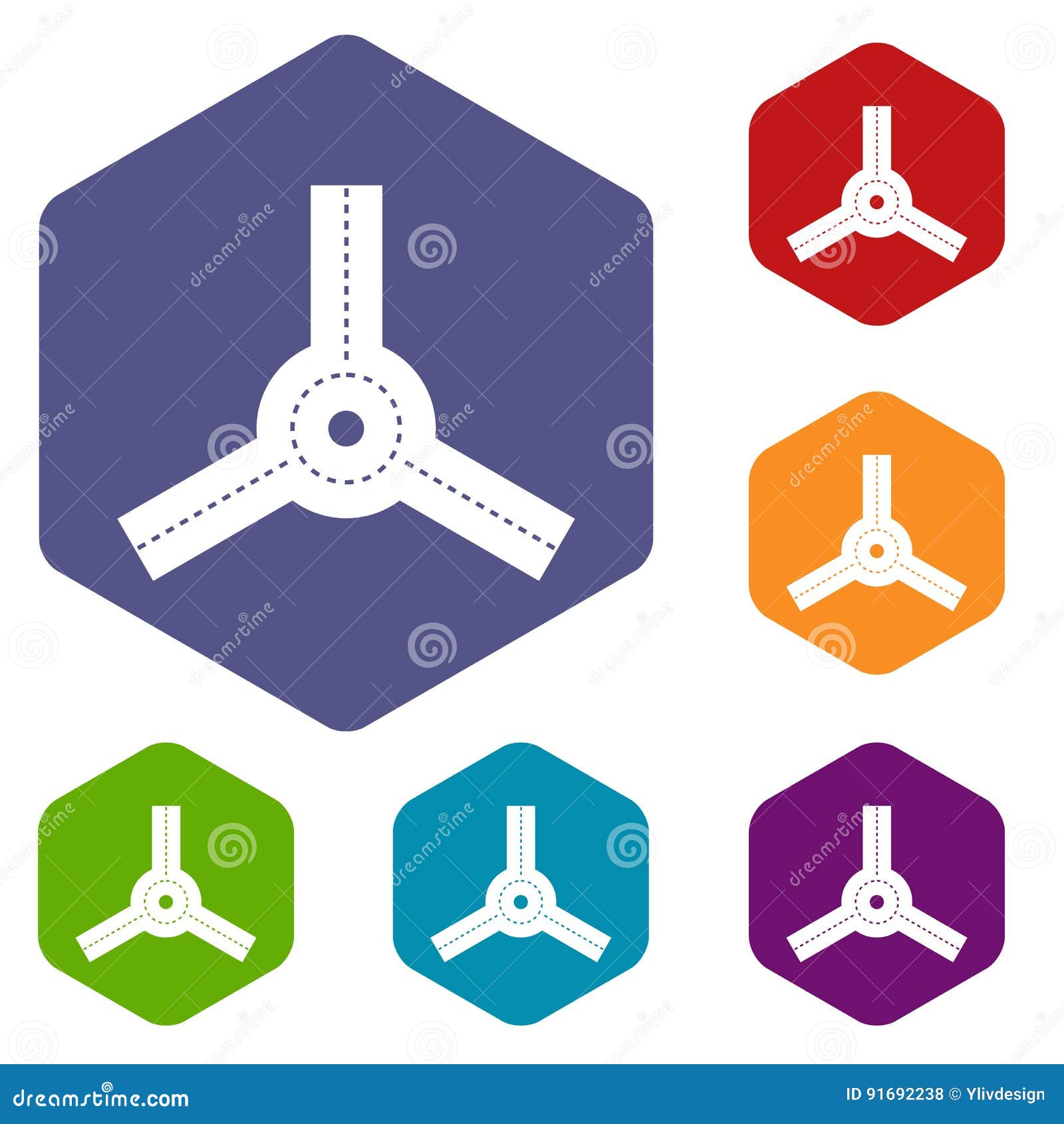 Roundabout Icons Set Hexagon Stock Vector - Illustration of street ...
