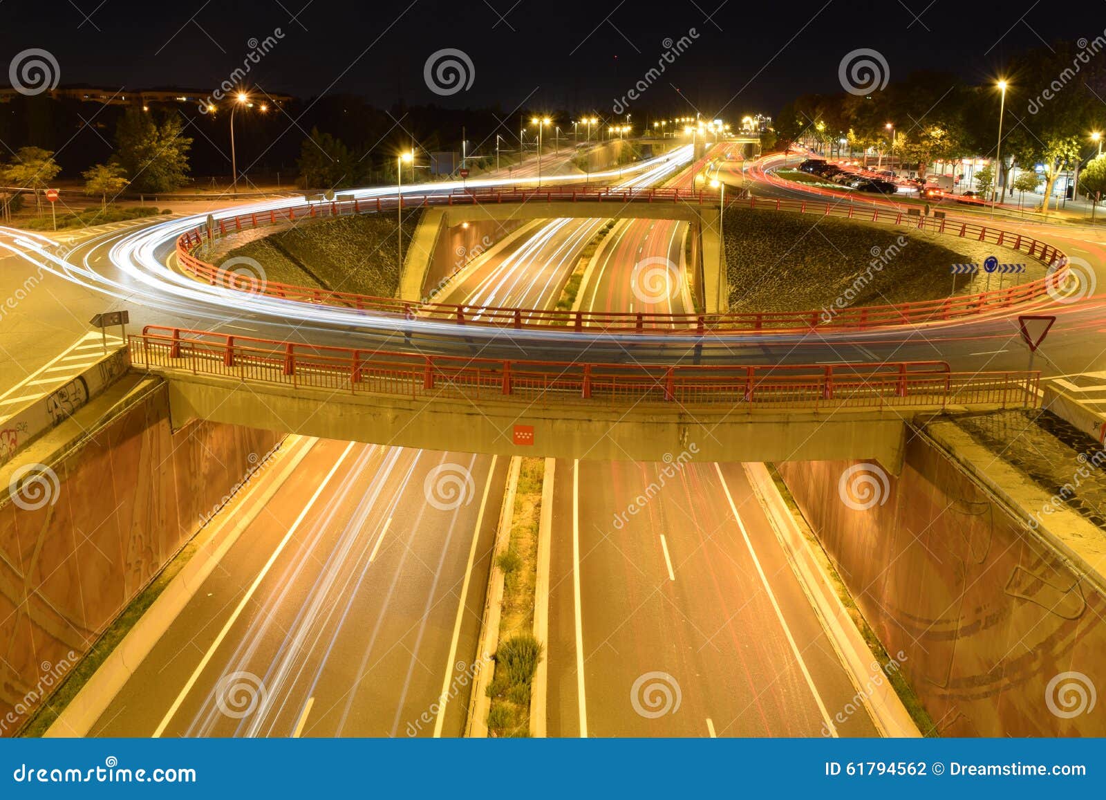 Roundabout in the night stock photo. Image of roundabout - 61794562