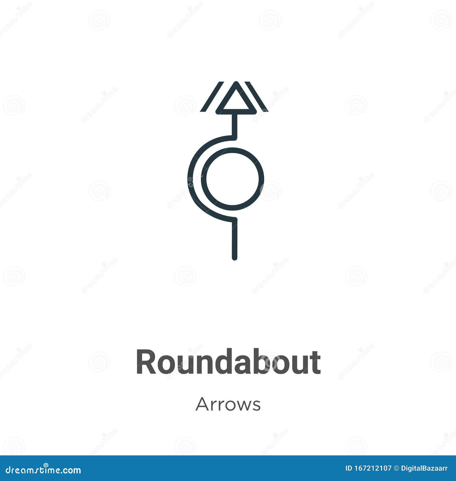 Roundabout Outline Vector Icon. Thin Line Black Roundabout Icon, Flat ...