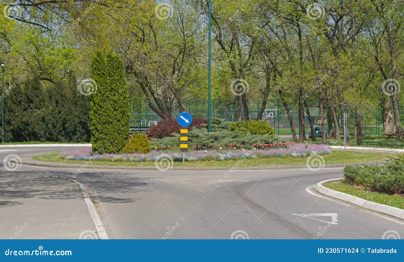 Roundabout in park stock photo. Image of sign, spring - 230571624