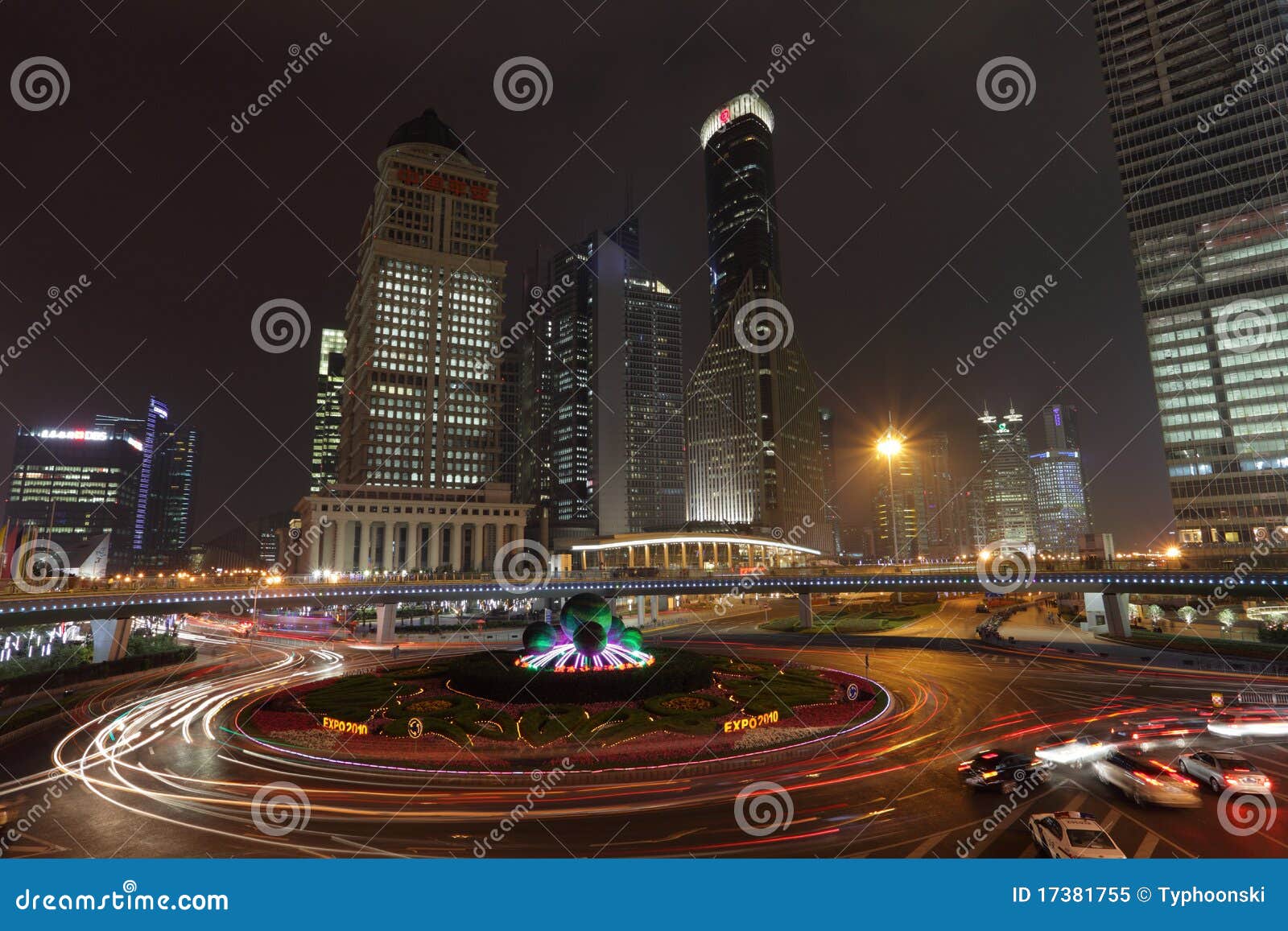 Roundabout in Shanghai editorial image. Image of lights - 17381755