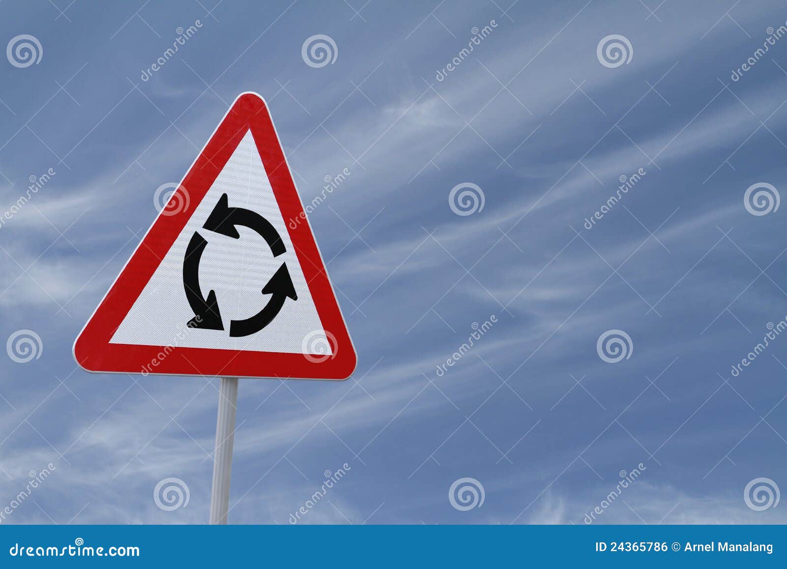 Roundabout Sign Traffic Signs At Parking Lot Stock Photo ...