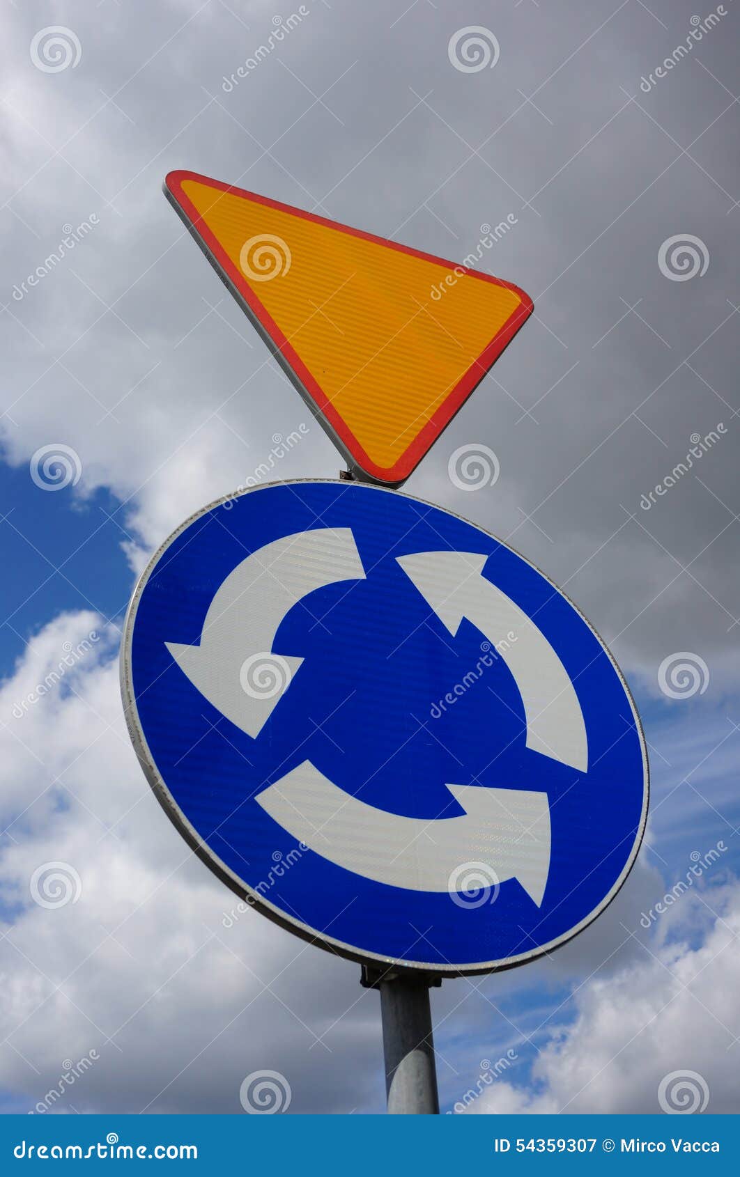 Roundabout sign stock image. Image of roundabout, blue - 54359307