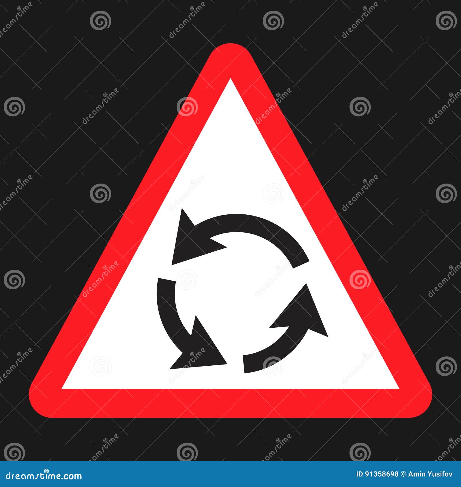 Roundabout Sign Linear Icon. Modern Outline Roundabout Sign Logo Vector ...