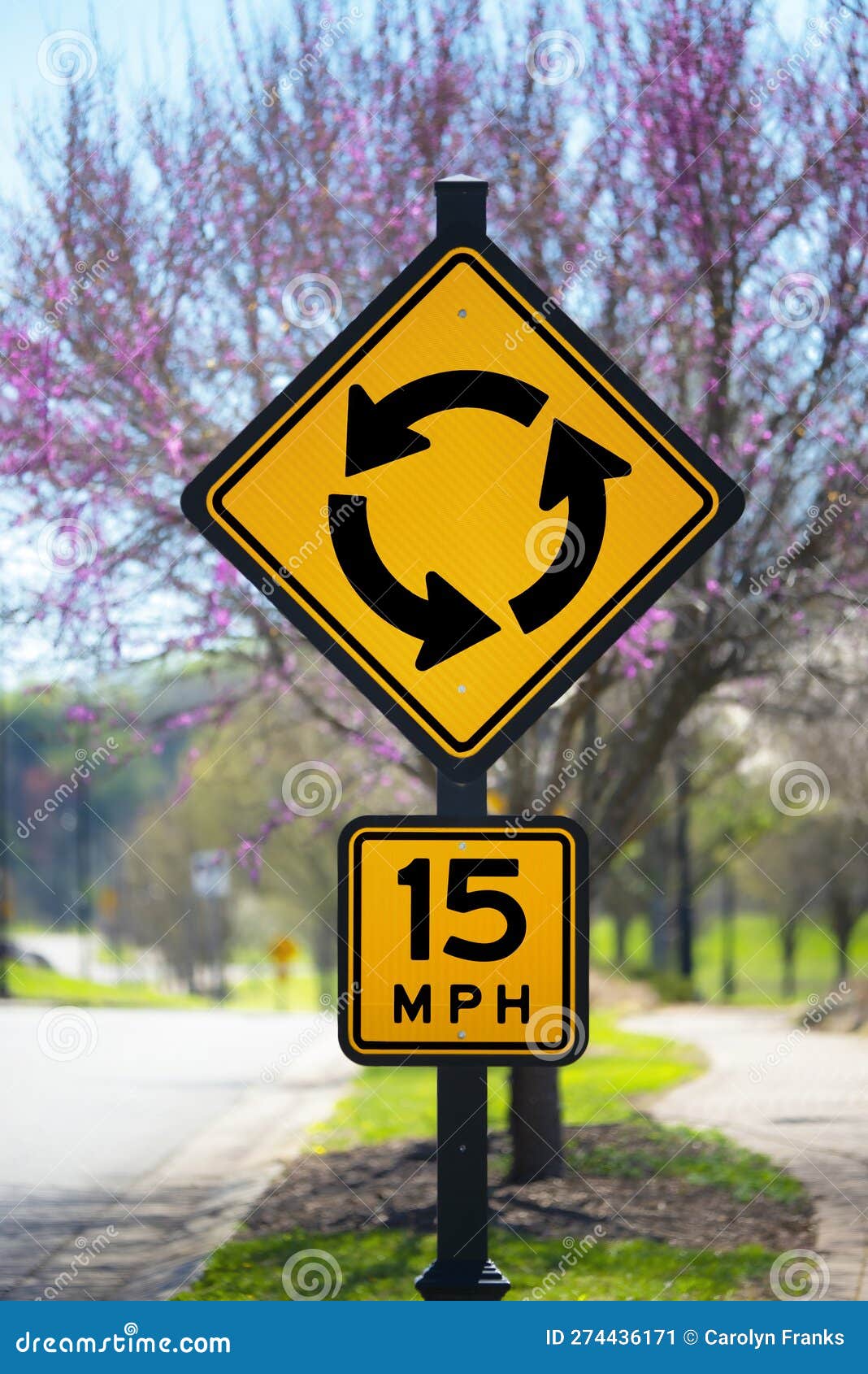 Roundabout Sign Traffic Signs At Parking Lot Stock Photo ...