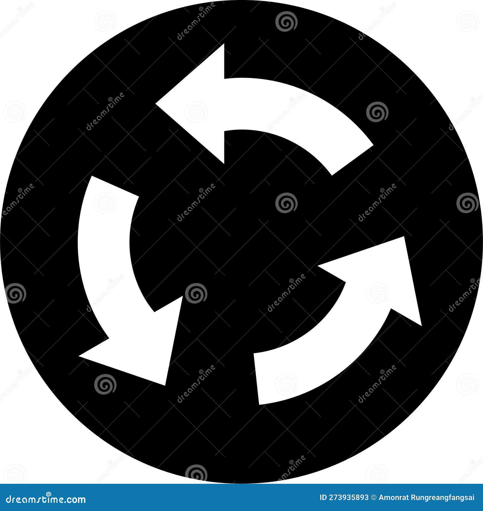 Roundabout Sign Icon, Traffic Sign Vector Illustration Stock Vector ...