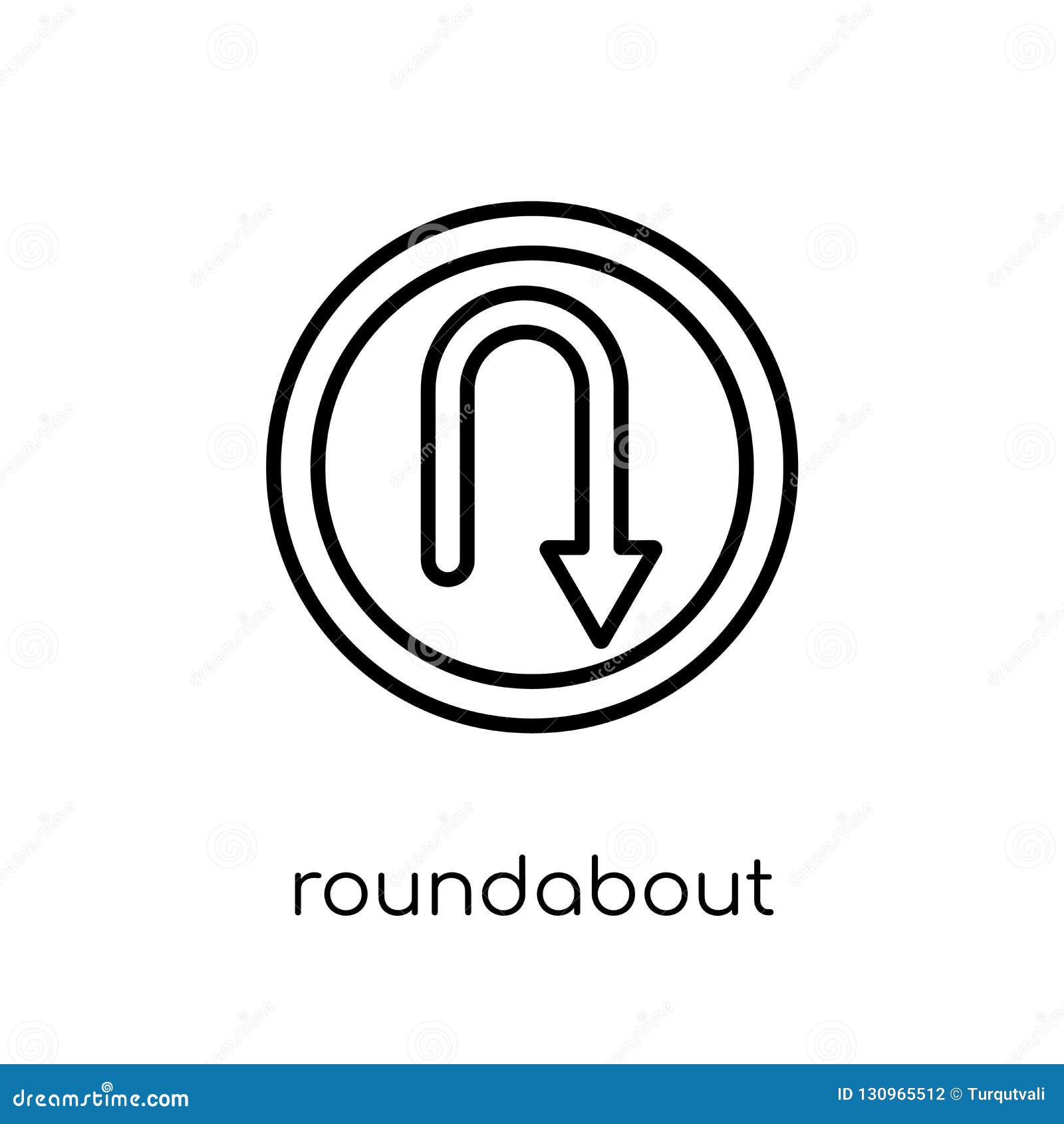 Roundabout Sign Icon. Trendy Modern Flat Linear Vector Roundabout Sign ...