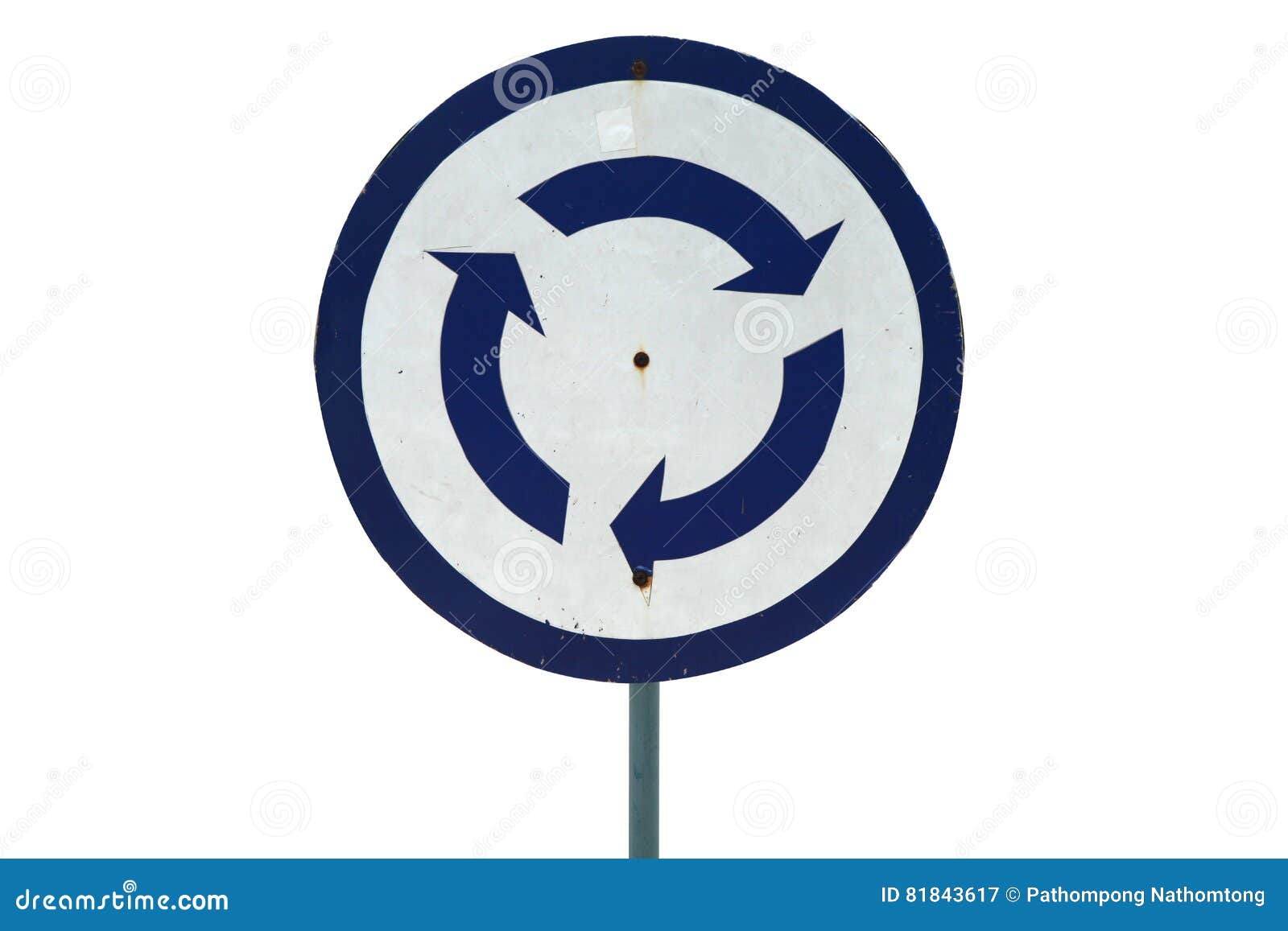 Roundabout Sign Isolated on White Stock Image - Image of arrow, white ...