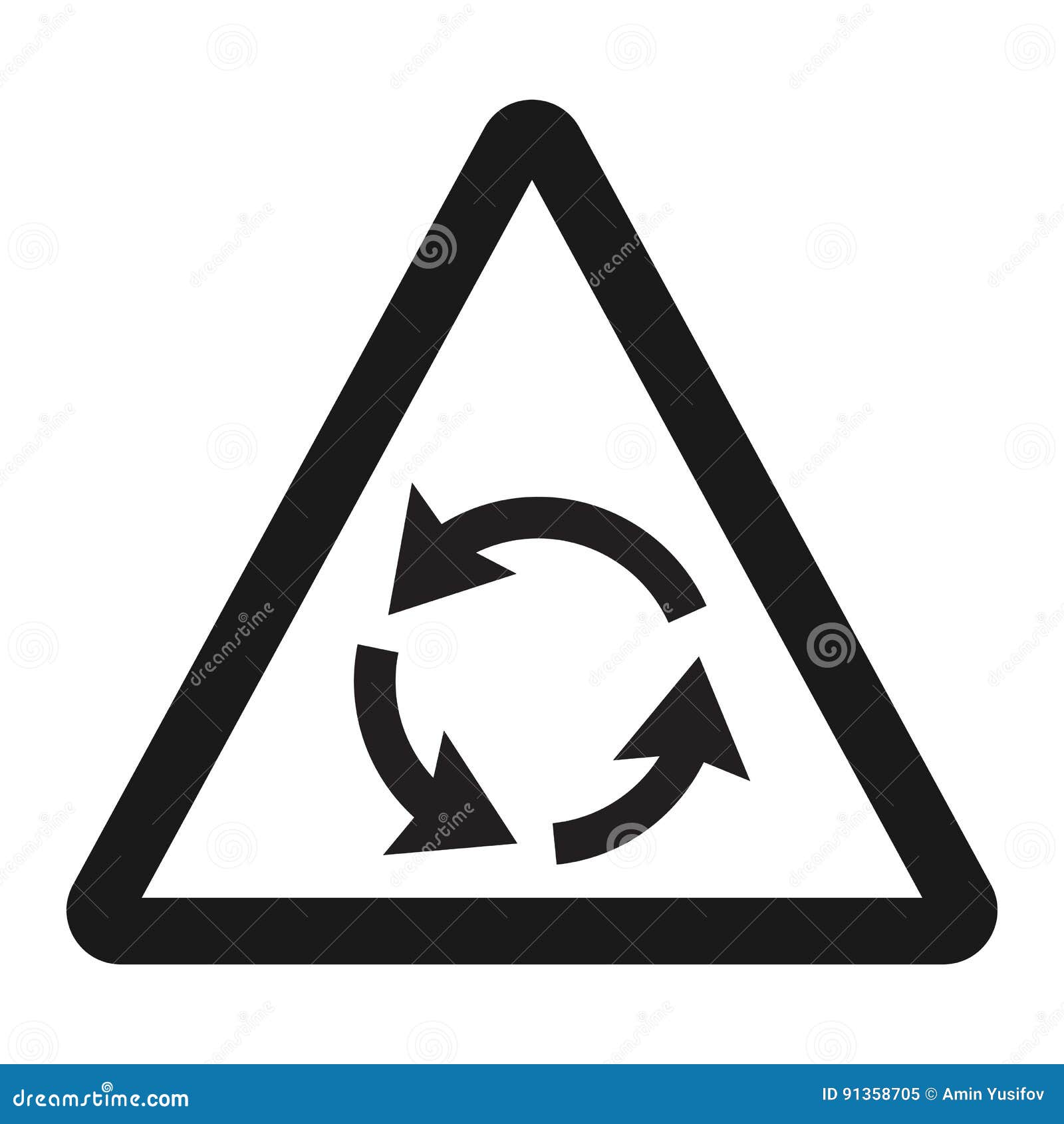 Roundabout Sign Linear Icon. Modern Outline Roundabout Sign Logo Vector ...