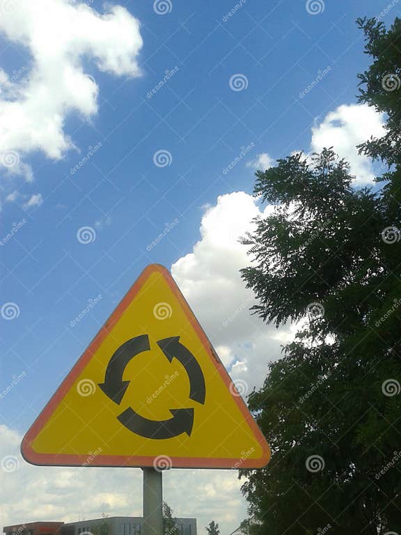 Roundabout sign stock image. Image of info, signage, cloud - 42781125