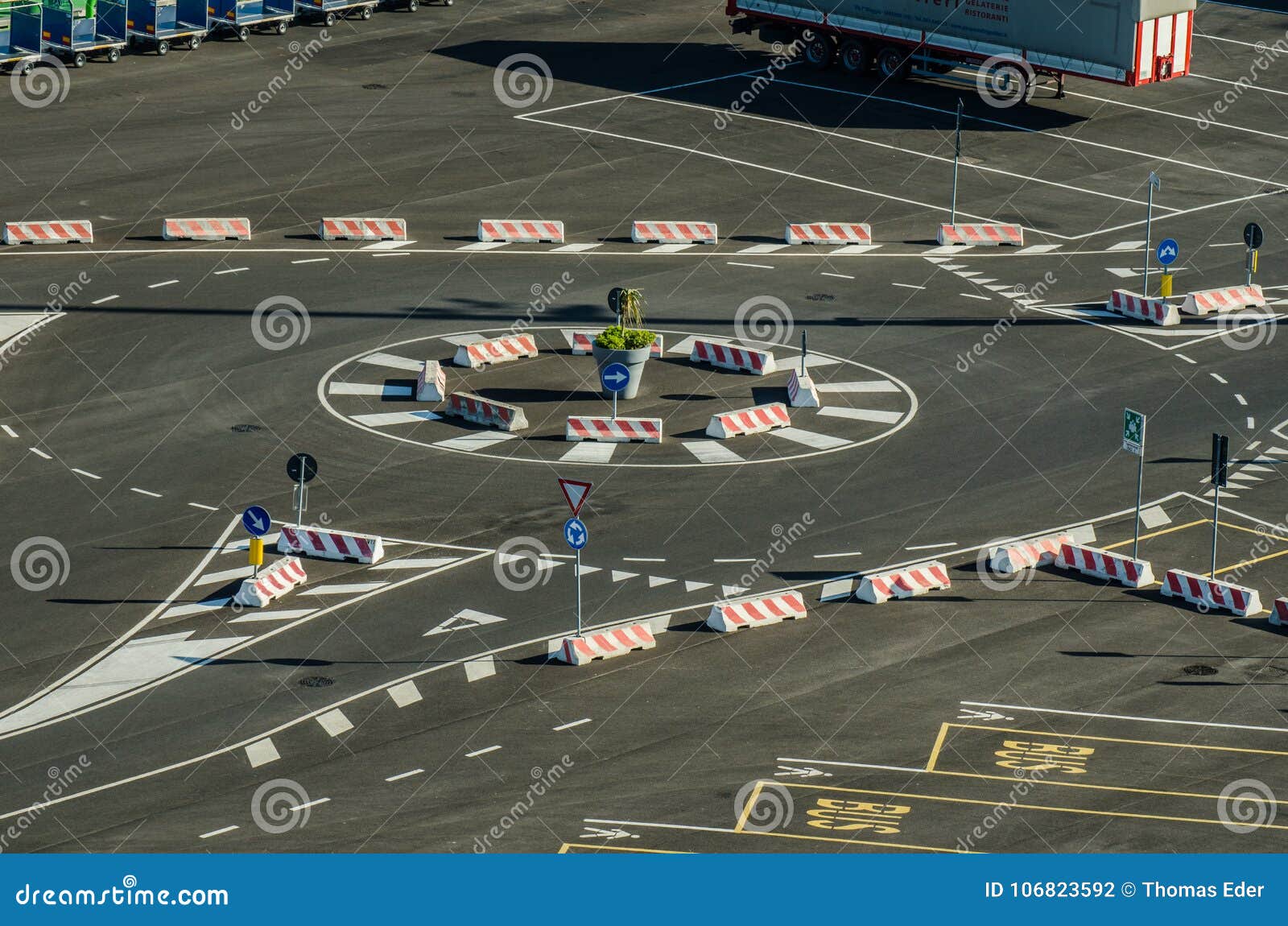 Roundabout with signs editorial photography. Image of point - 106823592