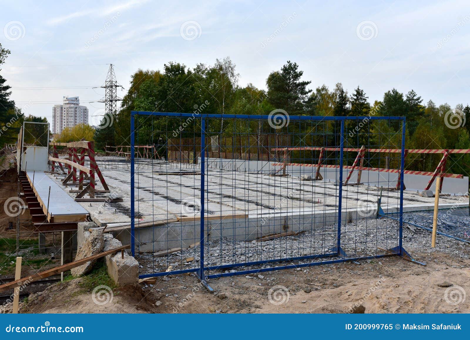Roundabout and Traffic Bridge Construction. Construction Highway Ramps ...