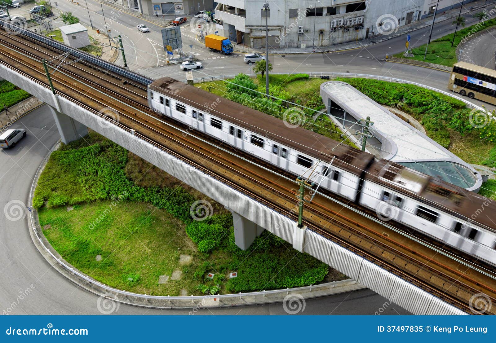 Roundabout and Train Traffic Stock Image - Image of historic, building ...