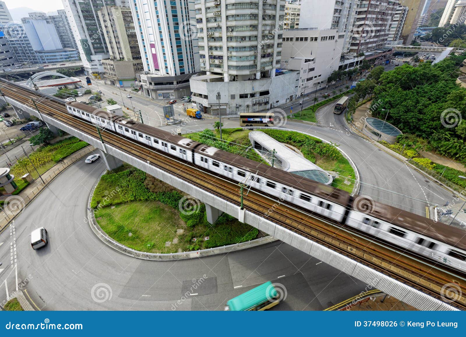 Roundabout and Train Traffic Stock Photo - Image of building, historic ...