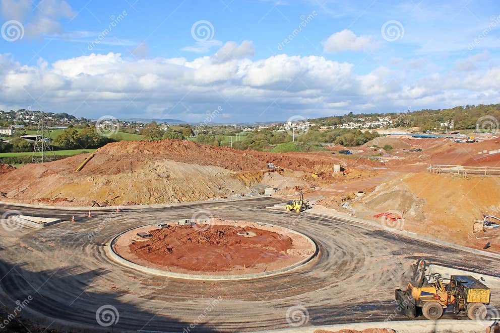 Roundabout Under Construction Stock Image - Image of earth, roundabout ...