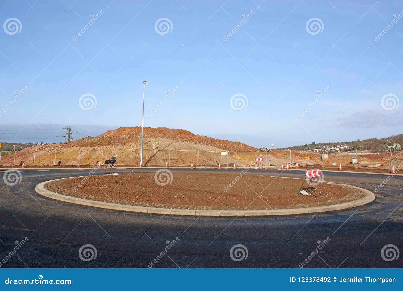 Roundabout Under Construction Stock Photo - Image of plant, tarmac ...