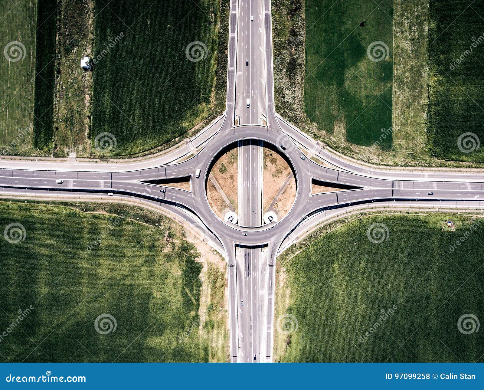 Roundabout Viewed from Above Stock Photo - Image of cars, sign: 97099258