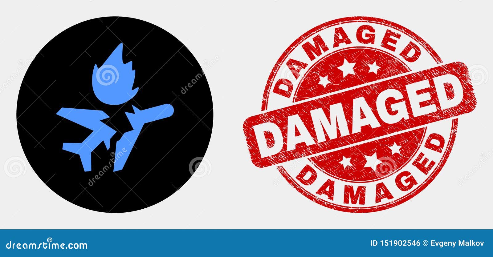 Vector Airplane Crash Icon and Distress Damaged Watermark Stock Vector - Illustration of fall ...