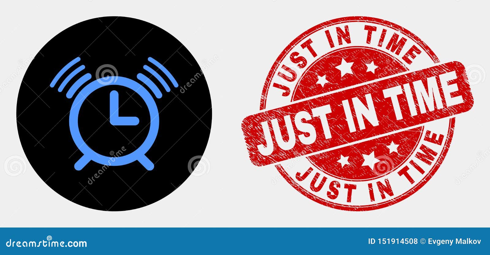 Vector Alarm Clock Icon and Distress Just in Time Stamp Seal Stock ...