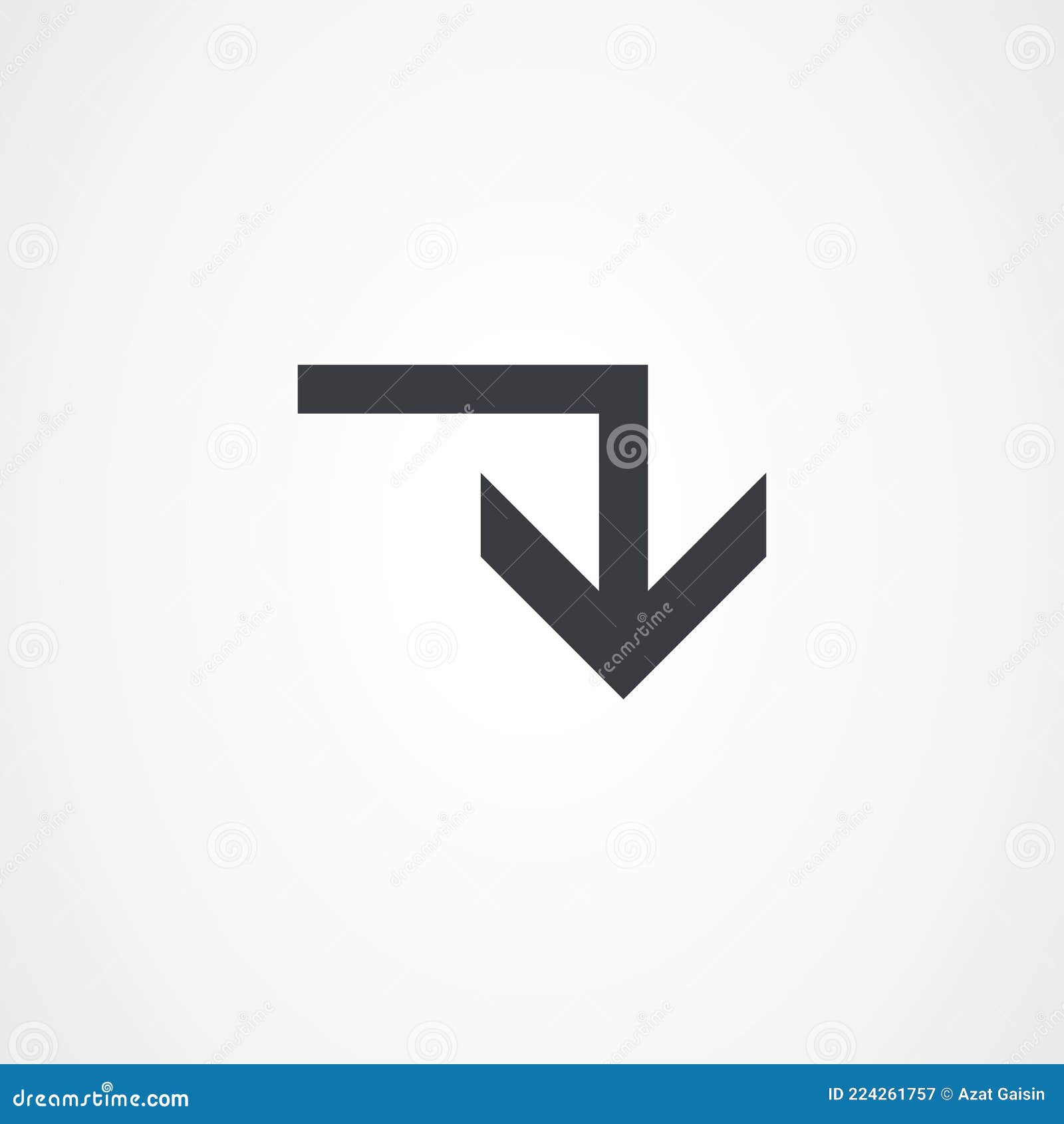 Rounded Angle Arrow Pointing Down, Arrow Icon Stock Illustration ...