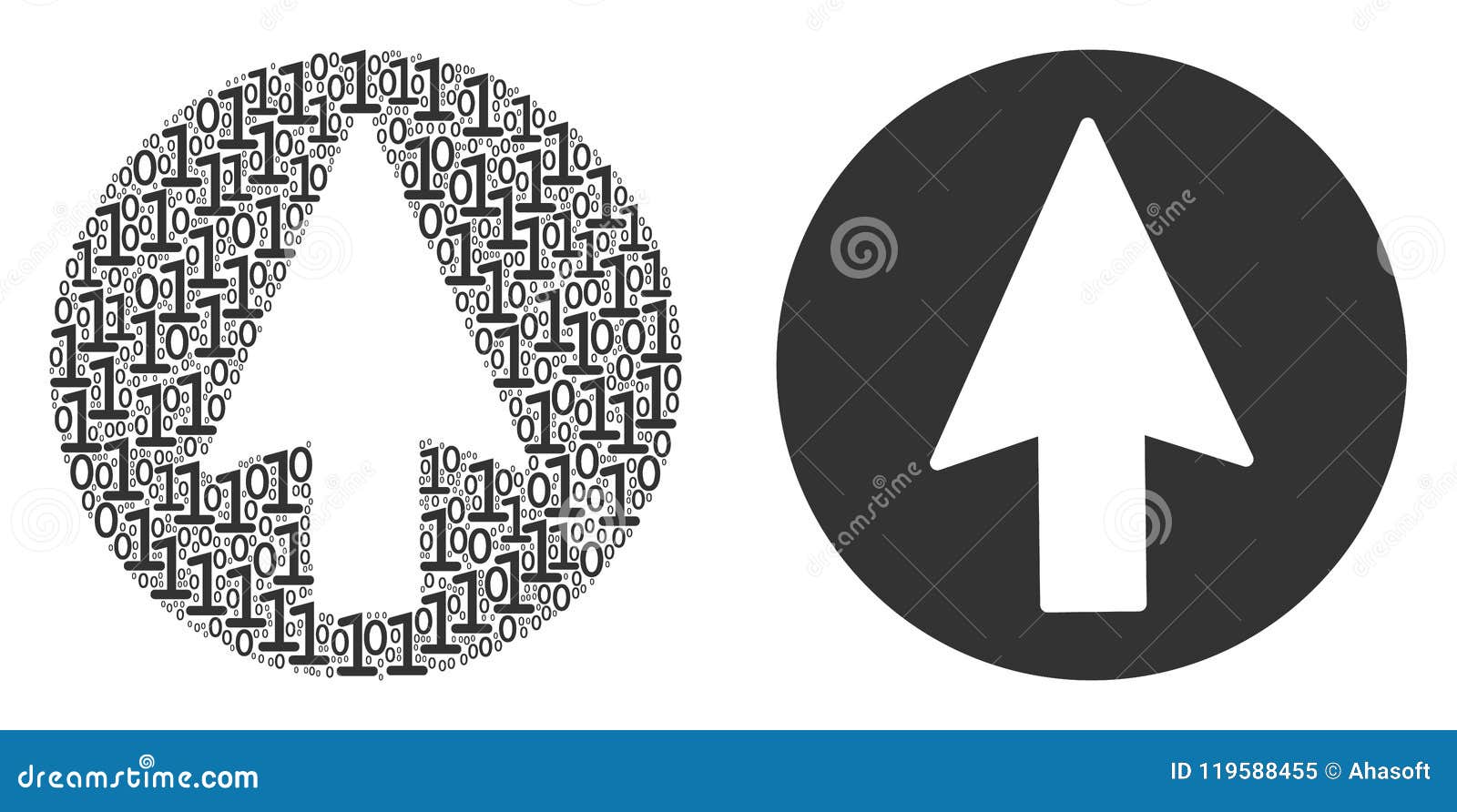 Rounded Arrow Composition of Binary Digits Stock Vector - Illustration of point, composed: 119588455