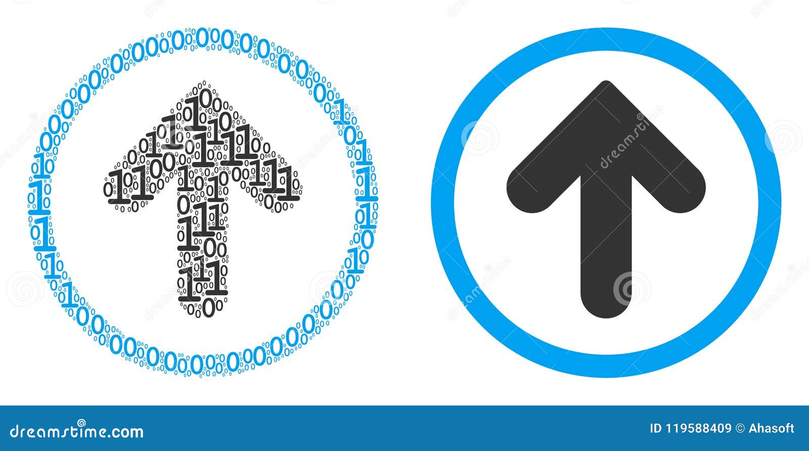 Rounded Arrow Mosaic of Binary Digits Stock Vector - Illustration of composed, organized: 119588409