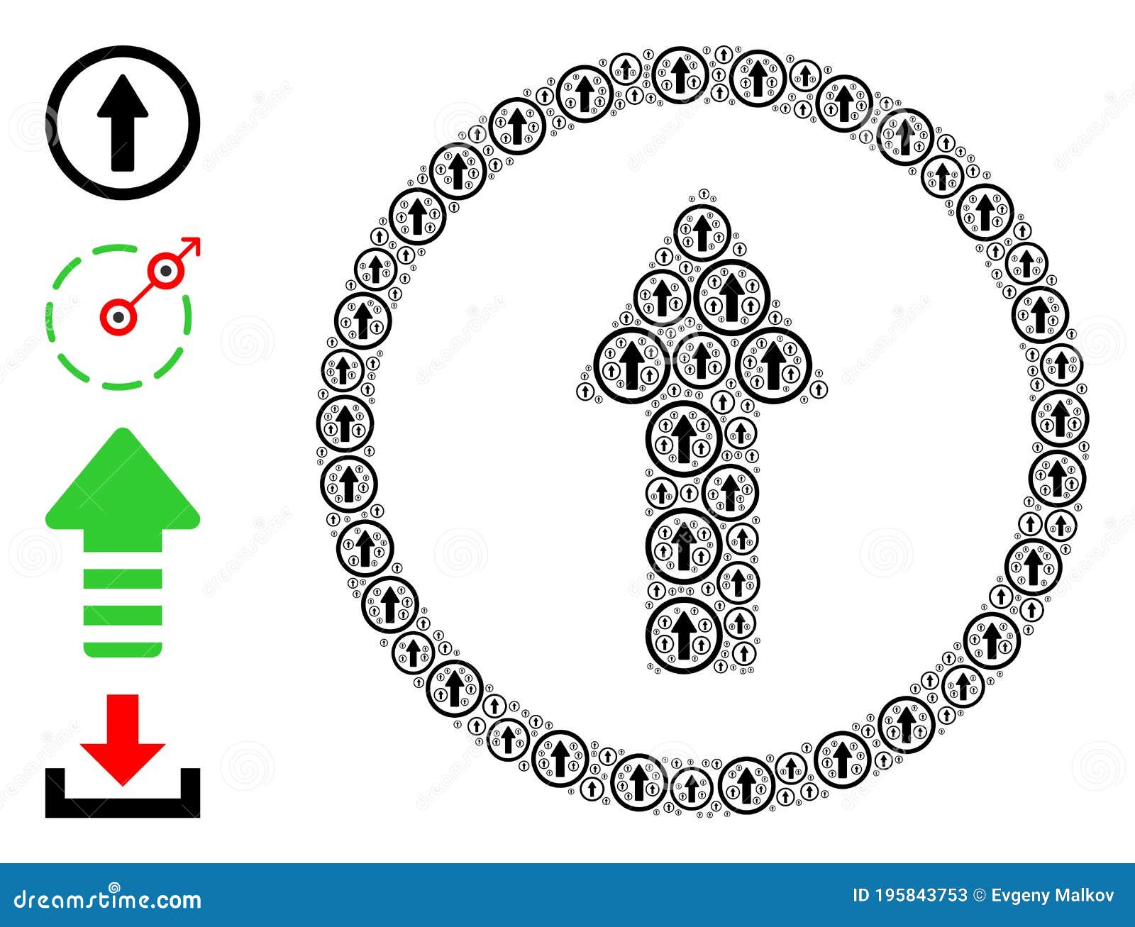 Rounded Arrow Up Recursion Mosaic Of Self Items Stock Vector