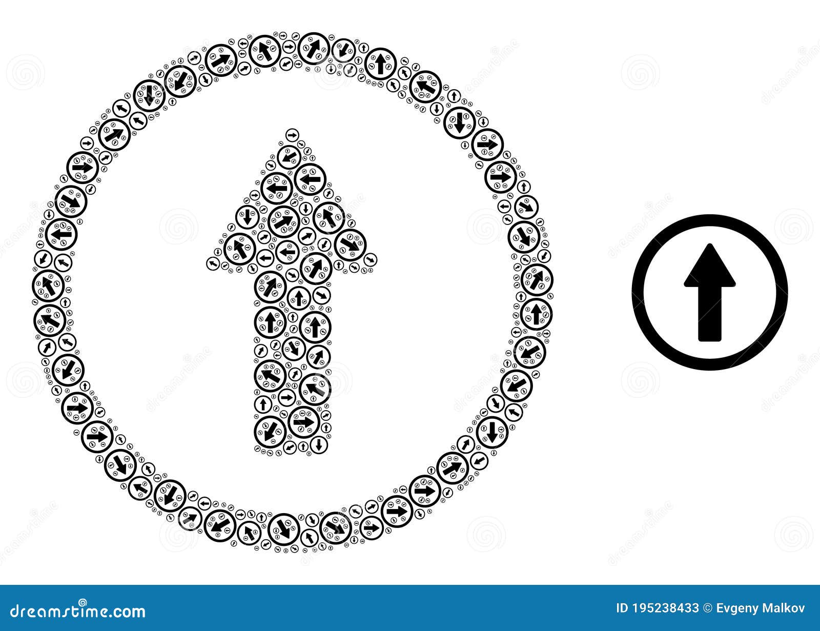 Rounded Arrow Up Recursive Collage of Self Icons Stock Vector ...