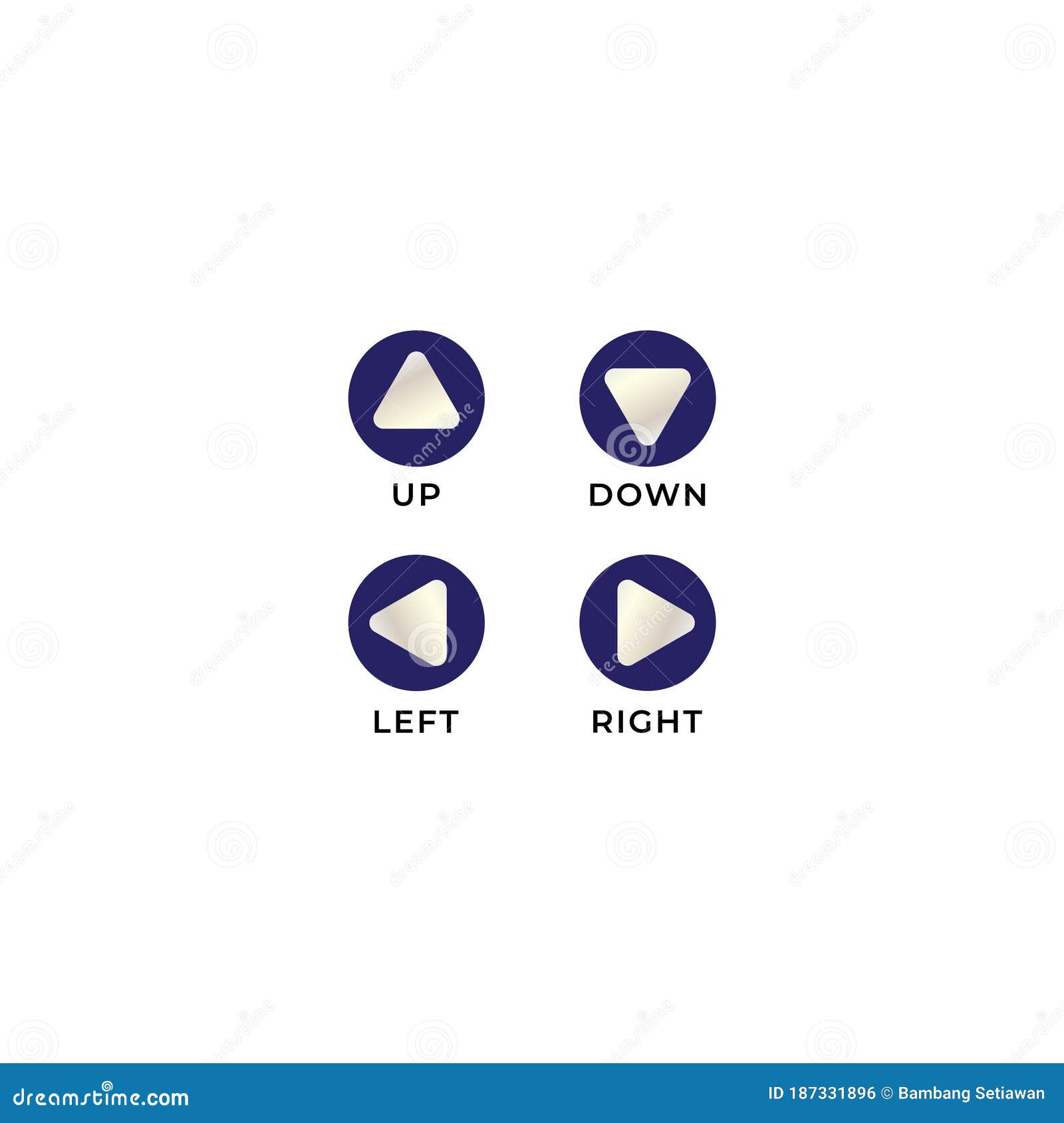 4 Rounded Arrows Button Icon Set. Up Down Left Right Game Control ...