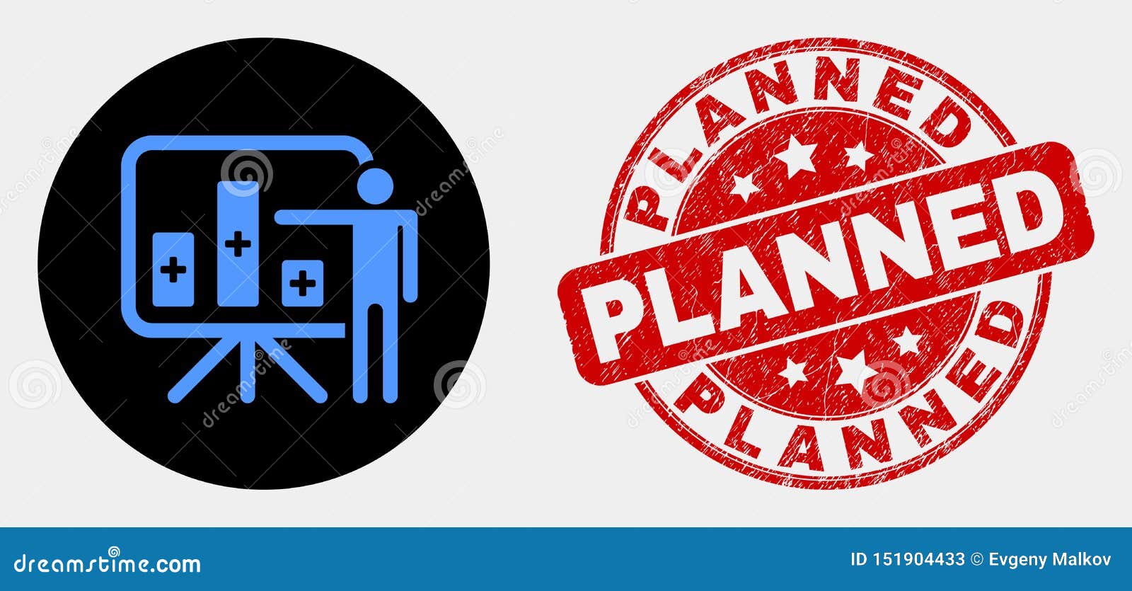 Vector Bar Chart Presentation Icon and Distress Planned Stamp Stock ...