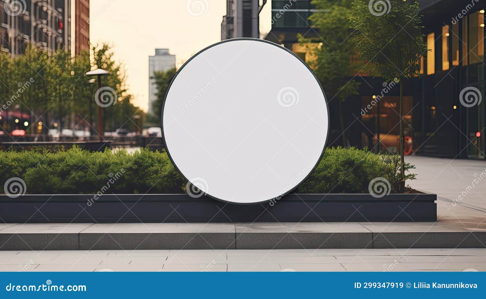 A Rounded Blank Company Sign Mockup Placed Outdoors, a Space for Adding ...