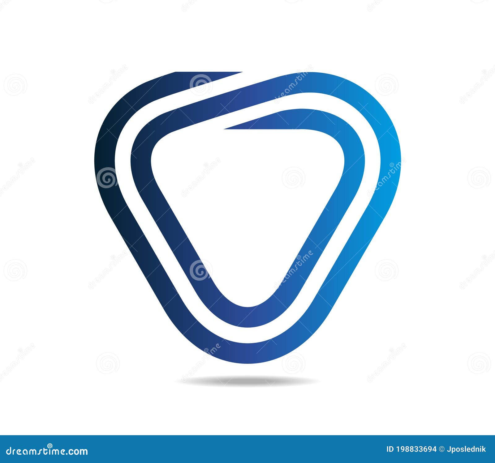 Rounded Blue Triangle Made of Two Lines Stock Vector - Illustration of ...