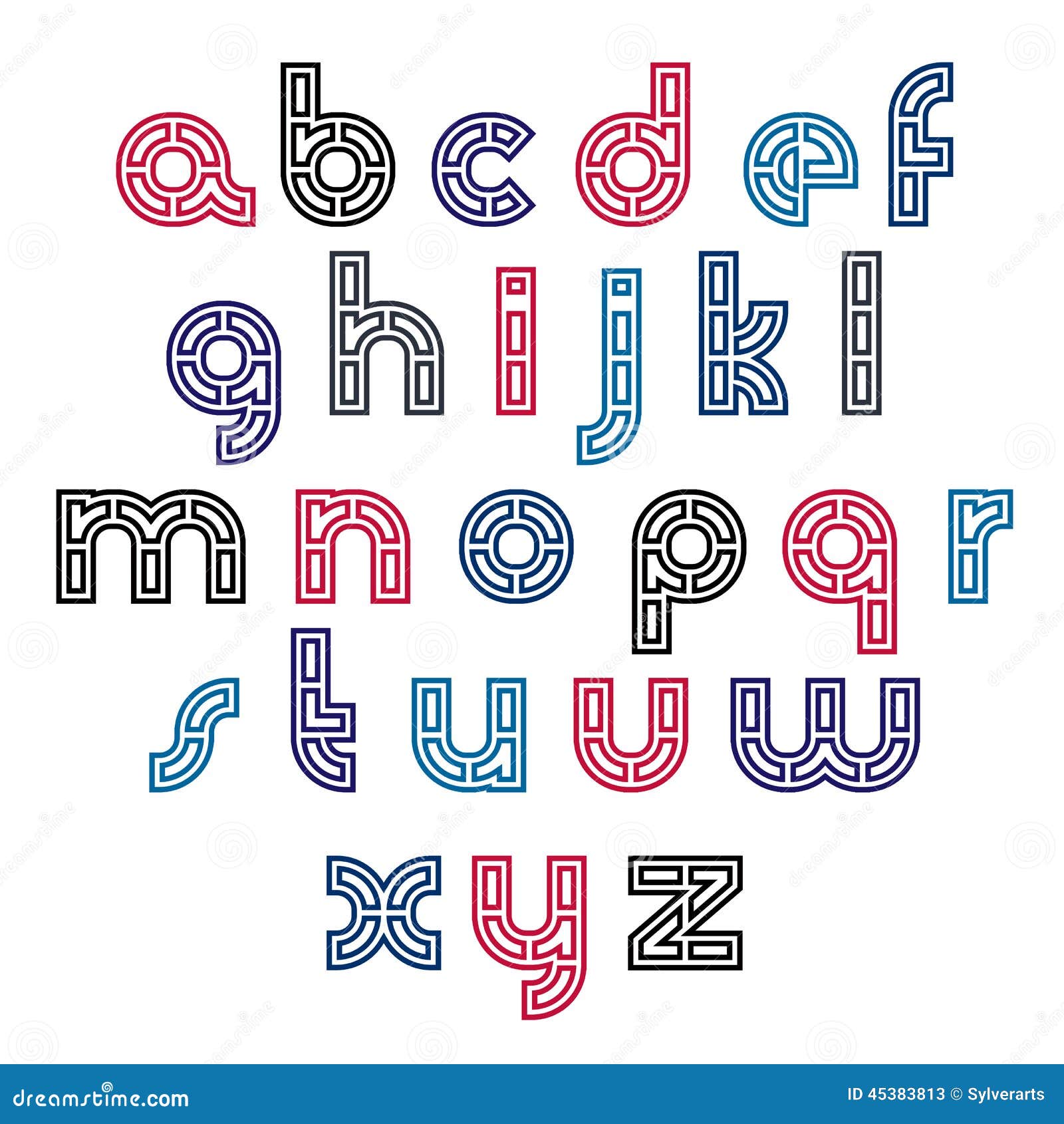 Technical Small Characters Created From Sections, Light Industrial ...