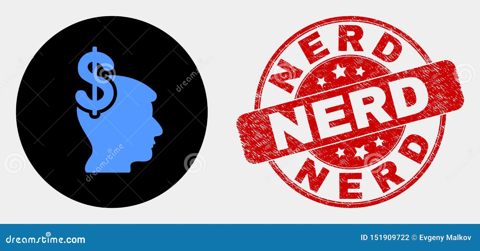 Vector Business Thinking Icon and Distress Nerd Seal Stock Vector ...
