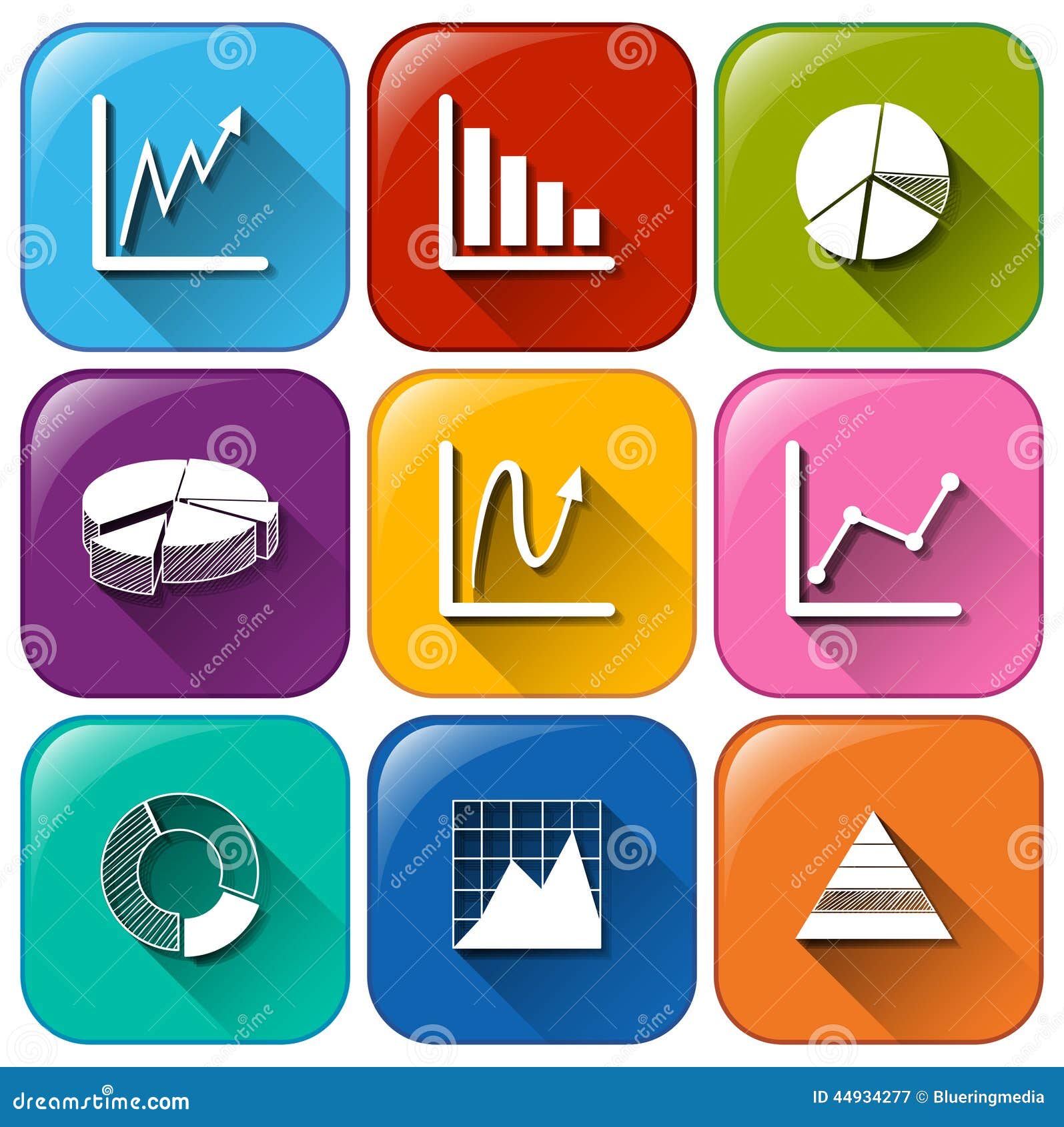 Rounded Buttons with the Different Graphs Stock Vector - Illustration ...