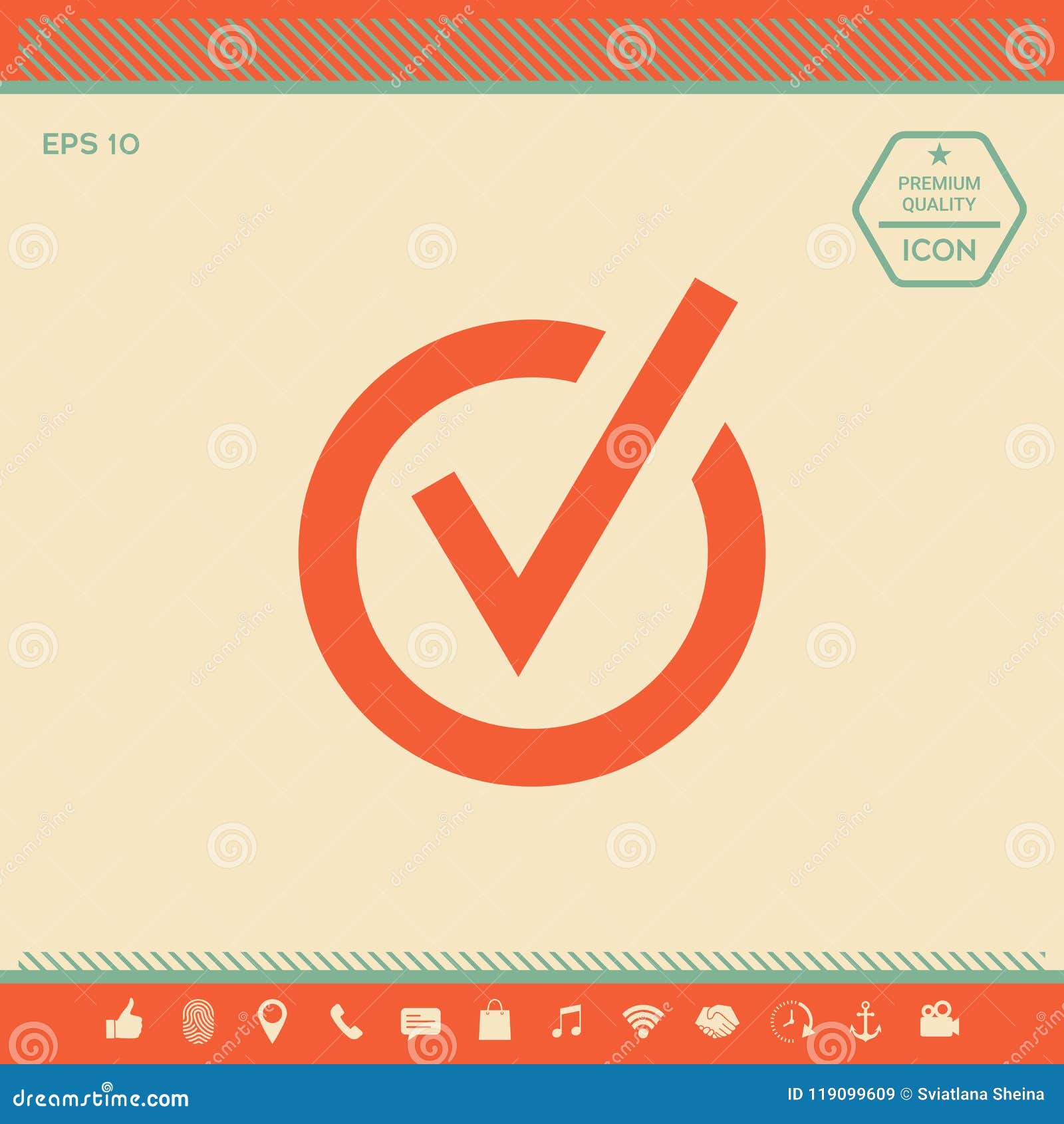 Rounded check mark icon stock vector. Illustration of concept - 119099609