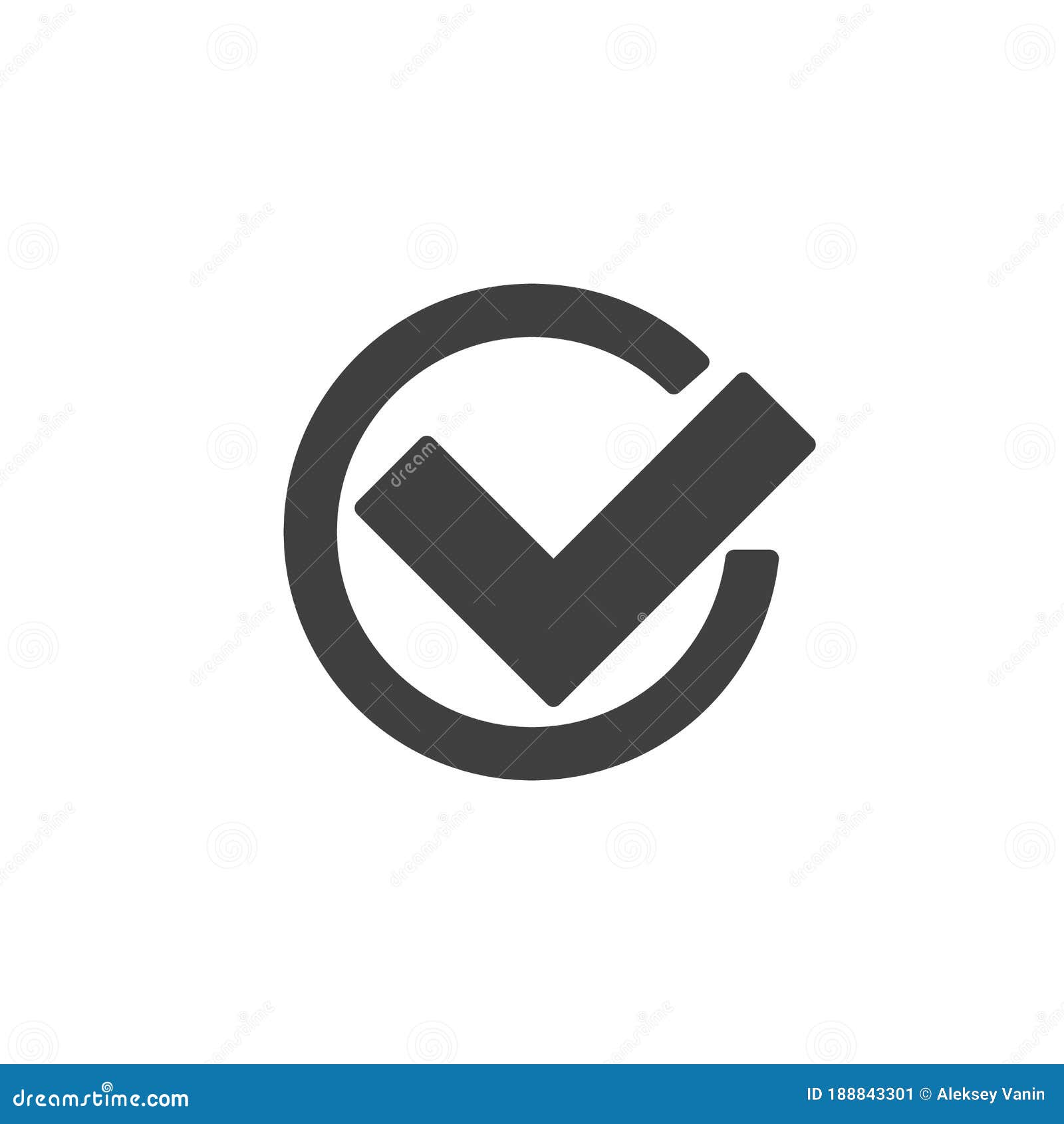 Rounded Check Mark Vector Icon Stock Vector - Illustration of symbol ...