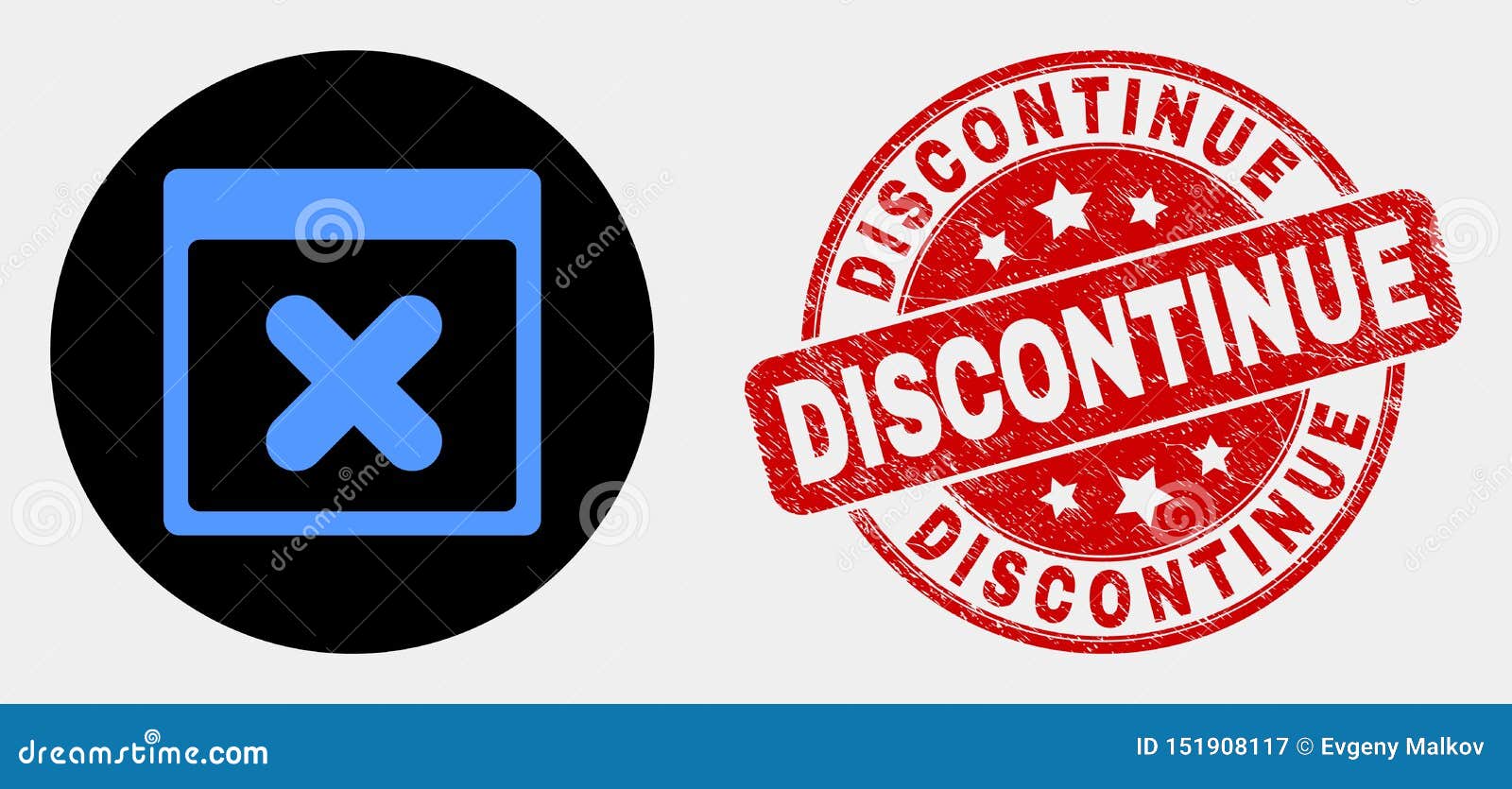 Vector Close Application Window Icon and Distress Discontinue Stamp ...