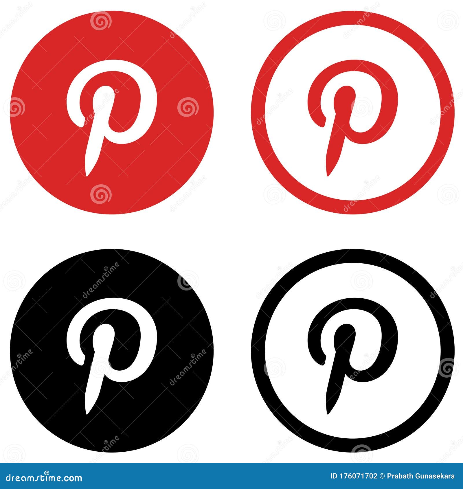Rounded Colored and Black and White Pinterest Logos Editorial ...
