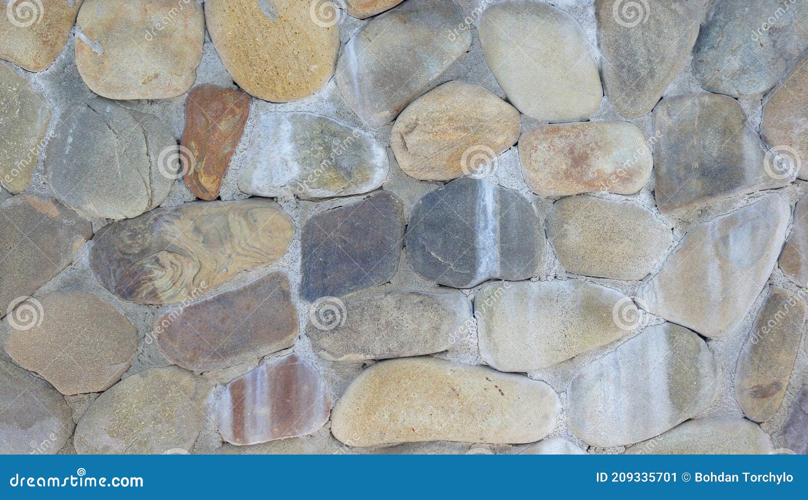 Rounded Colored Stones Wall Close Up. Rounded Colored Stone Walls ...