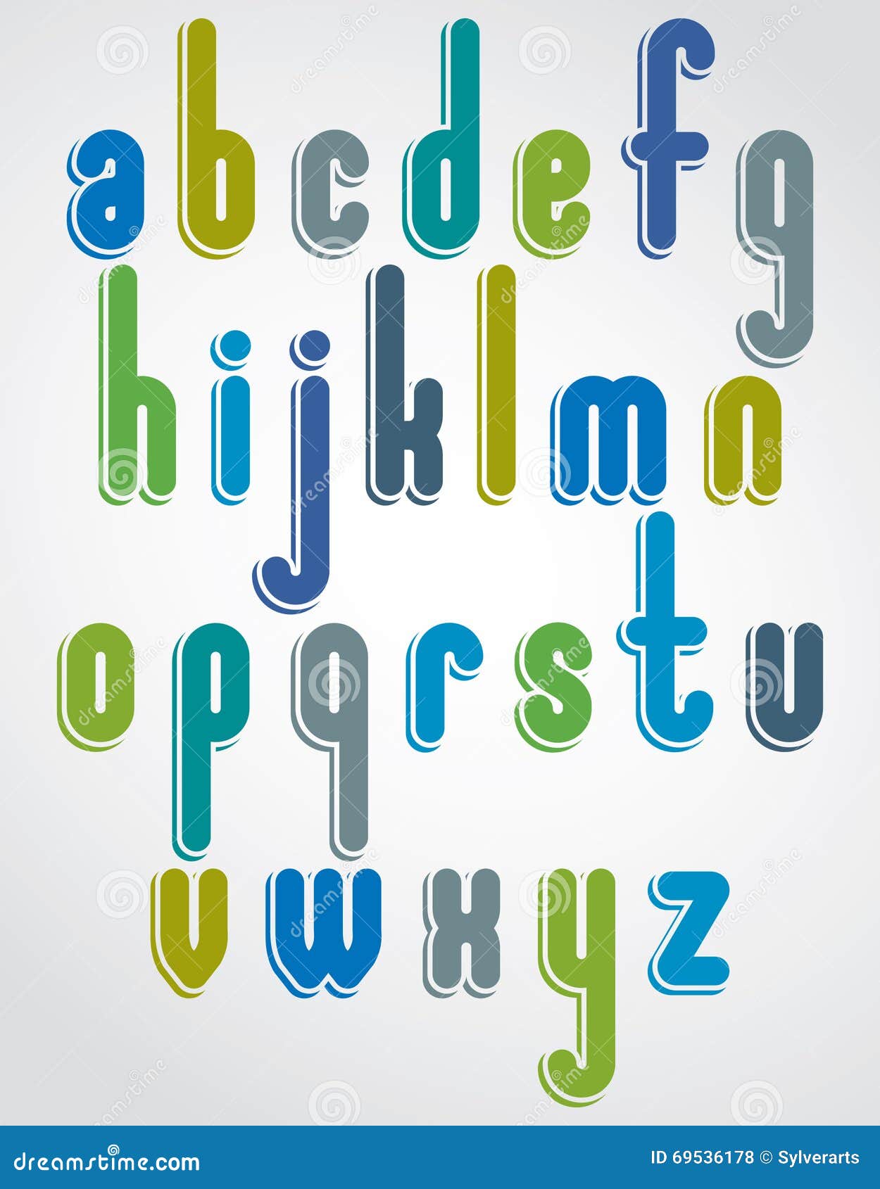 Colorful Lowercase Letters With Rounded Corners, Animated Spherical ...