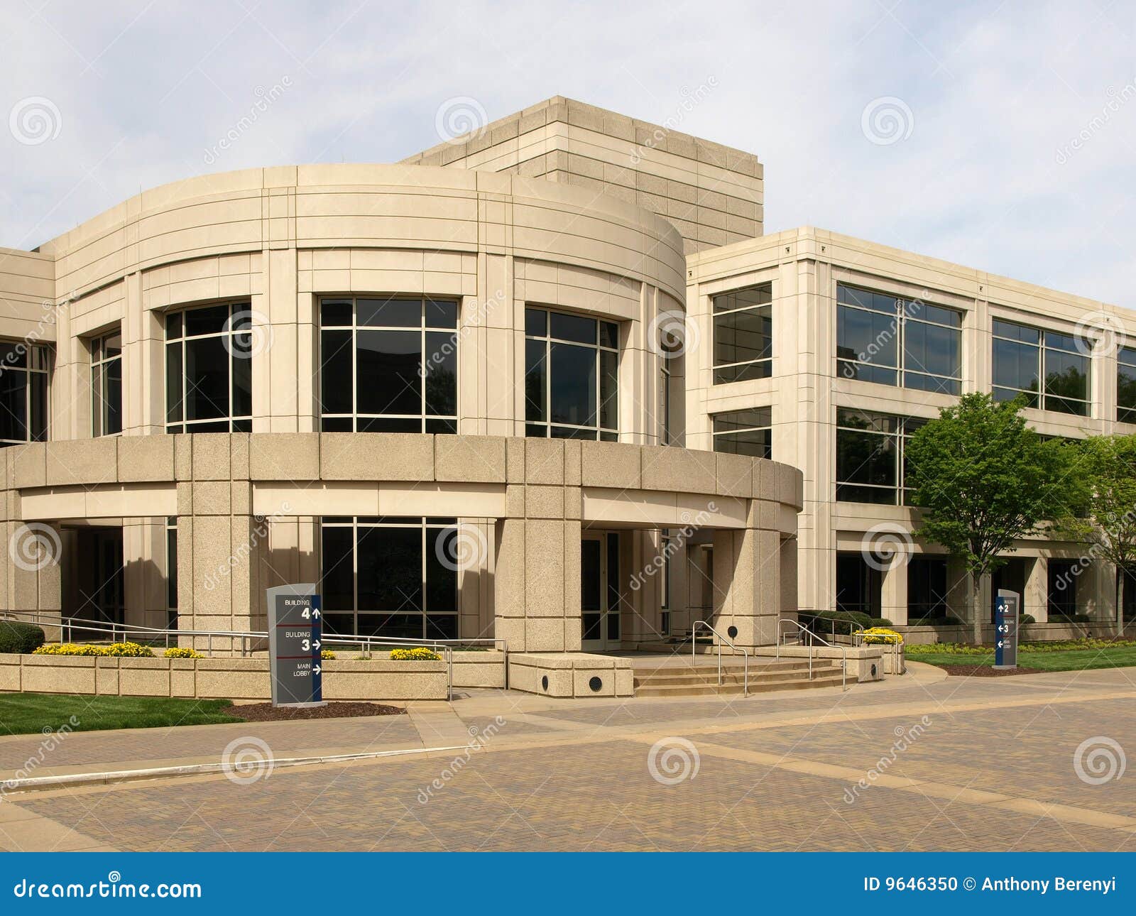 Rounded Contemporary Office Building Stock Photo - Image of offices ...