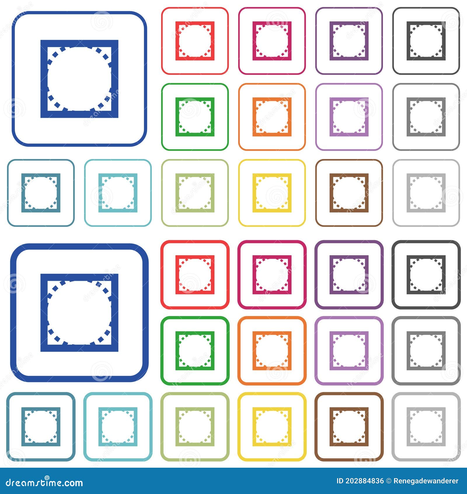 Rounded Corner Settings Outlined Flat Color Icons Stock Vector ...