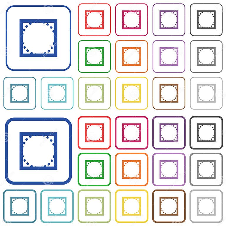 Rounded Corner Settings Outlined Flat Color Icons Stock Vector ...