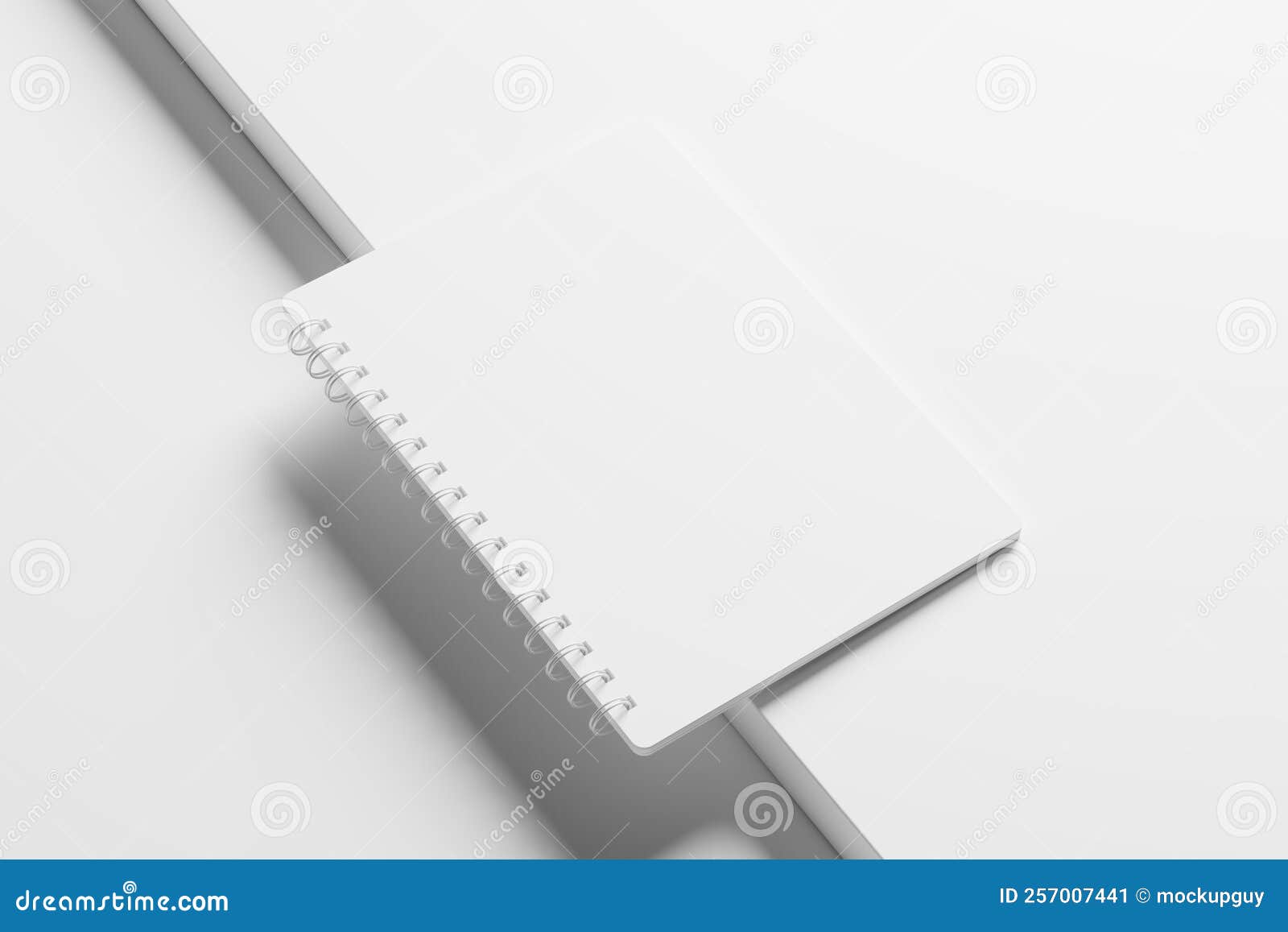 A4 A5 Rounded Corner Spiral Notebook 3D Rendering White Blank Mockup ...
